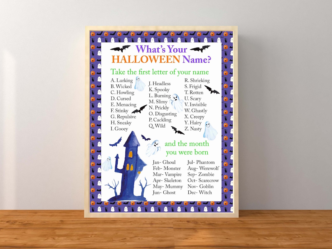 Halloween Name Game, What's Your Name Game, Halloween Party, Halloween ...