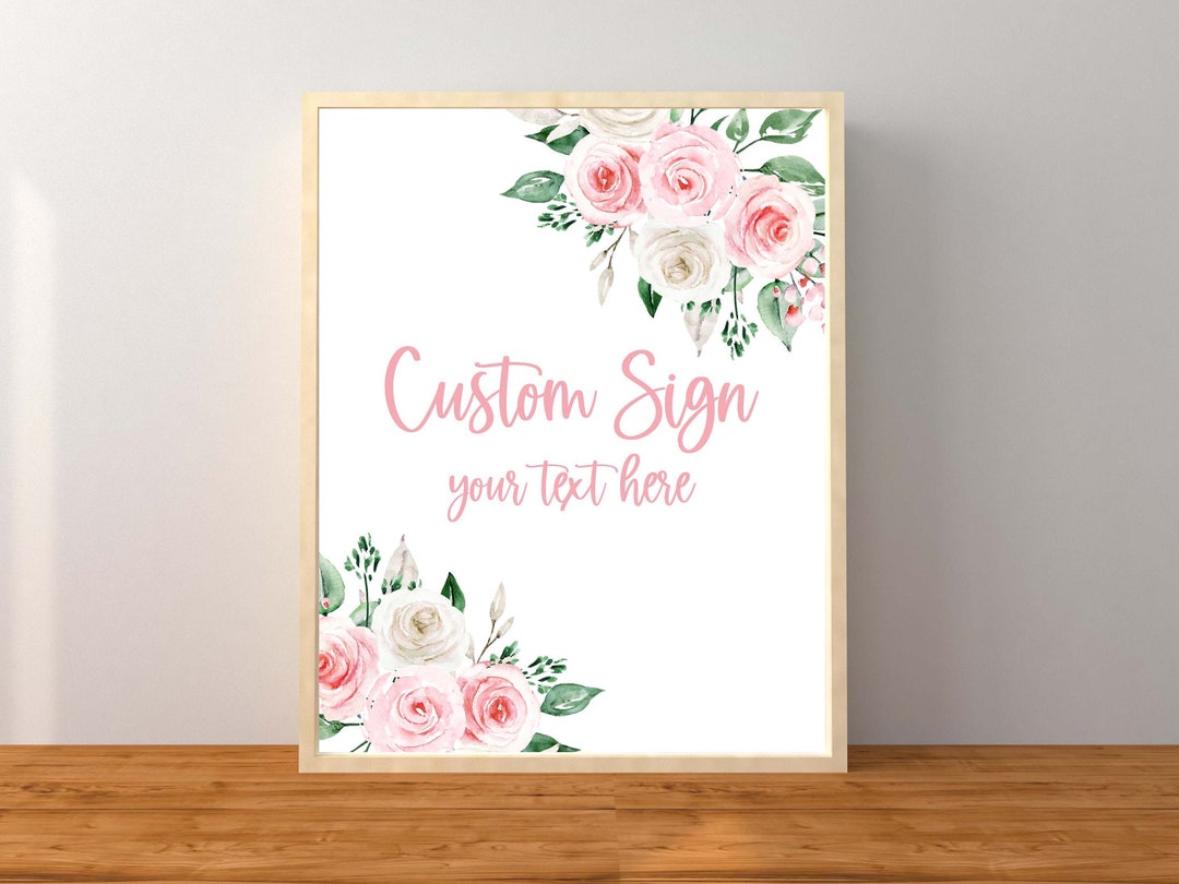 Floral Personalized Sign, Pink Floral Custom Sign, Pink Floral Bridal ...