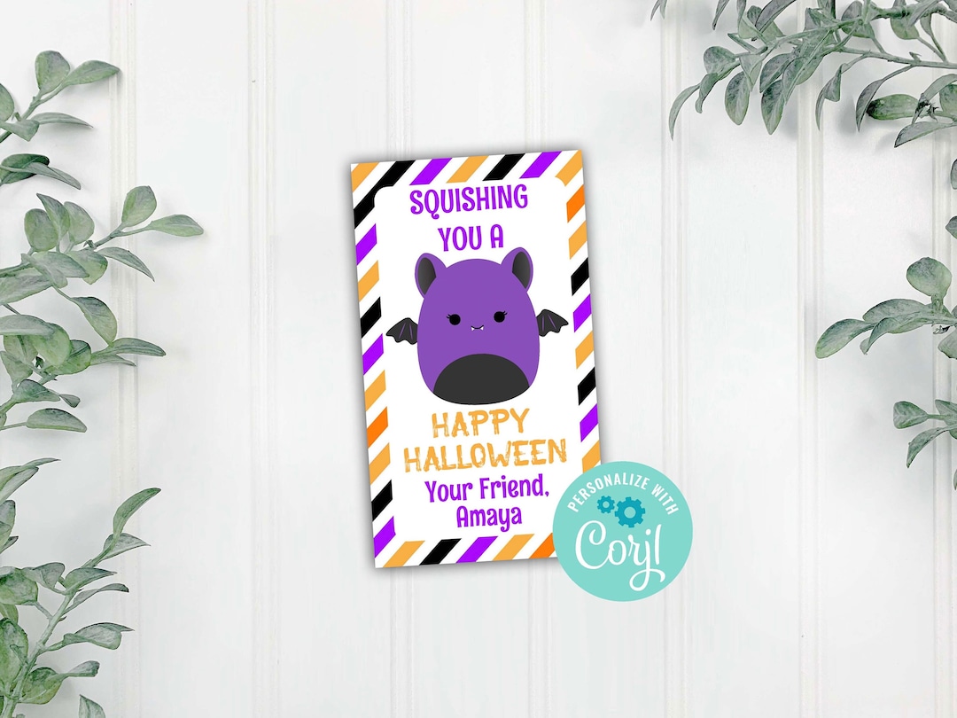 Halloween Squish Treat Tags, Halloween Squishy Favor Treat Tag, Happy ...