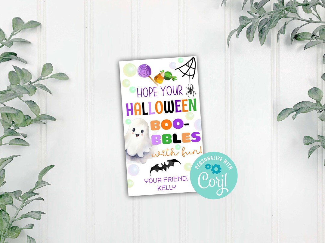 Halloween Bubbles Treat Tags, Boo-bbles Halloween Favor Bag Tag ...