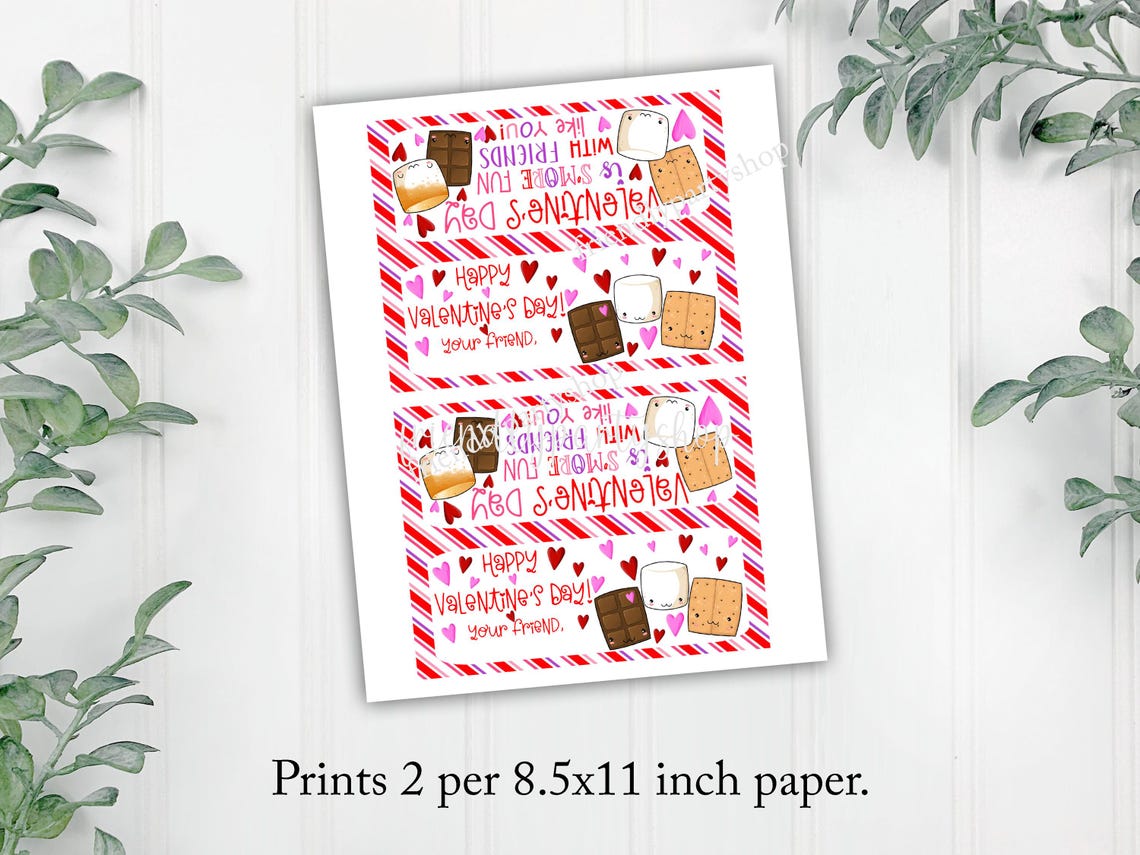 Valentine's Day S'more's Bag Treat Toppers, Valentine's is S'more Fun ...