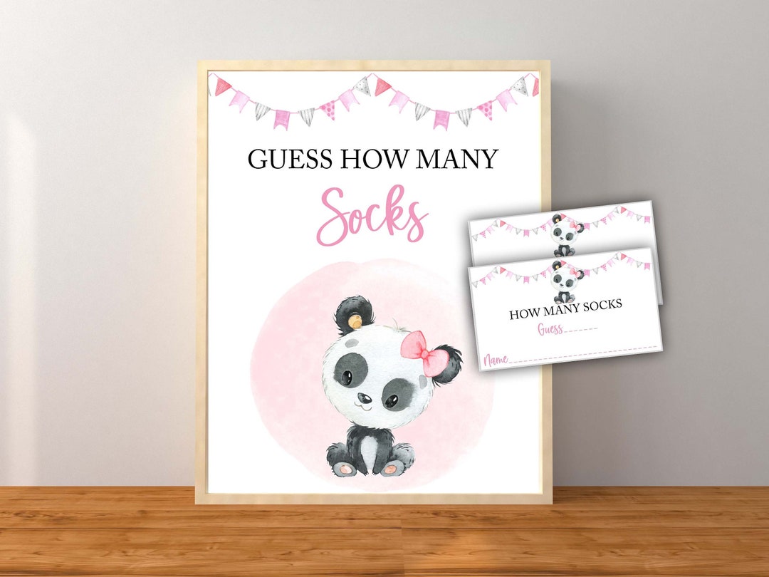 Guess How Many Socks, Socks Baby Shower Game, Panda Game, Panda Baby ...