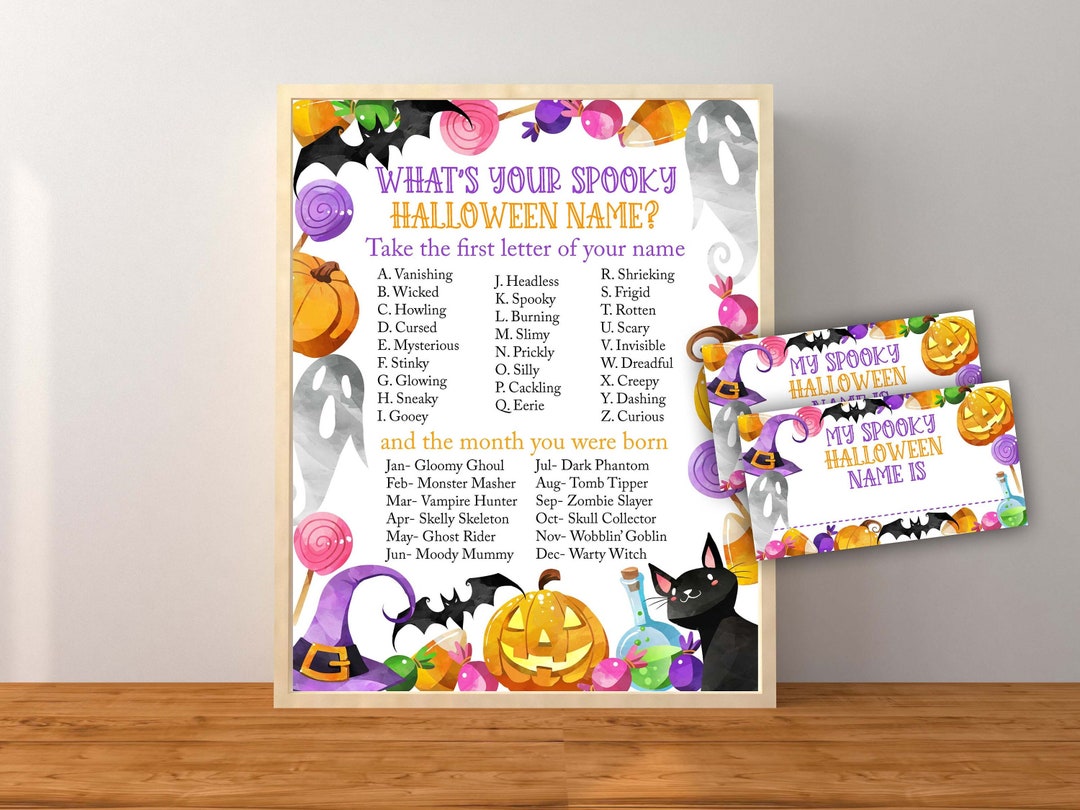 What's Your Spooky Halloween Name Game and Name Tags, Halloween ...