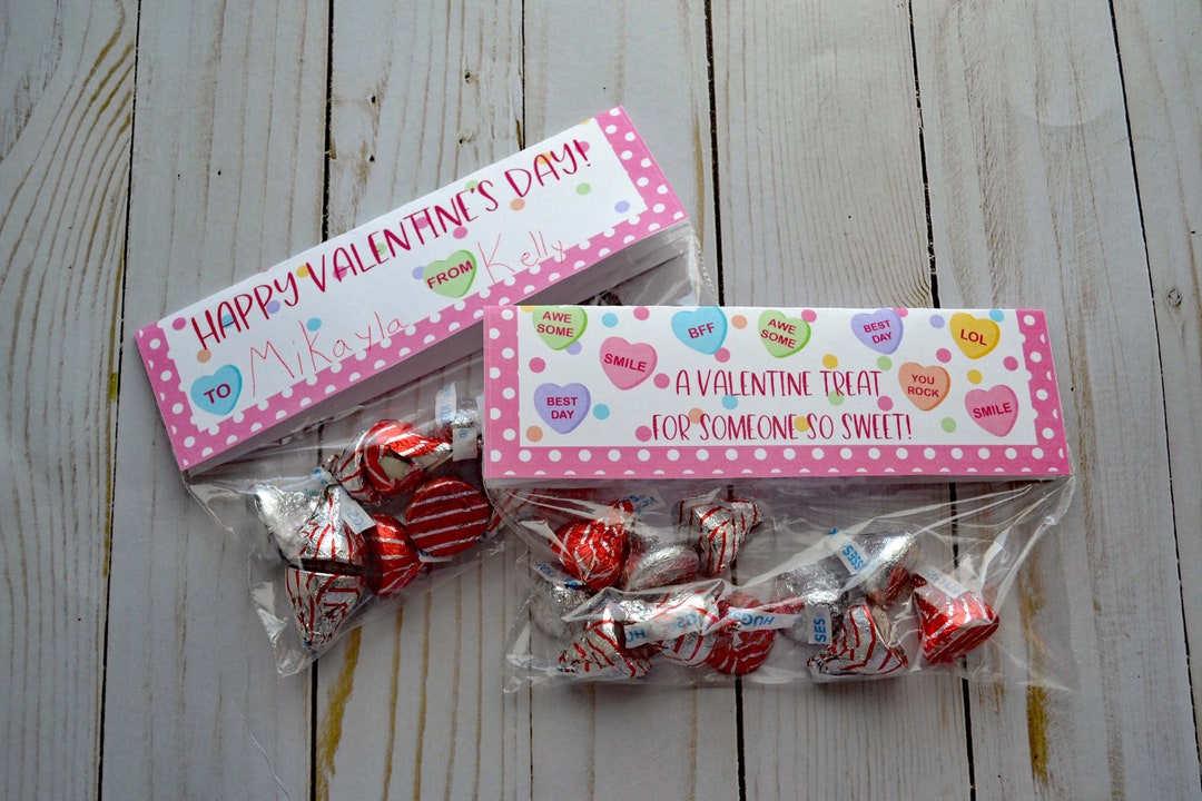 Conversation Hearts Valentine's Day Treat Bag Toppers, Girls Valentine ...