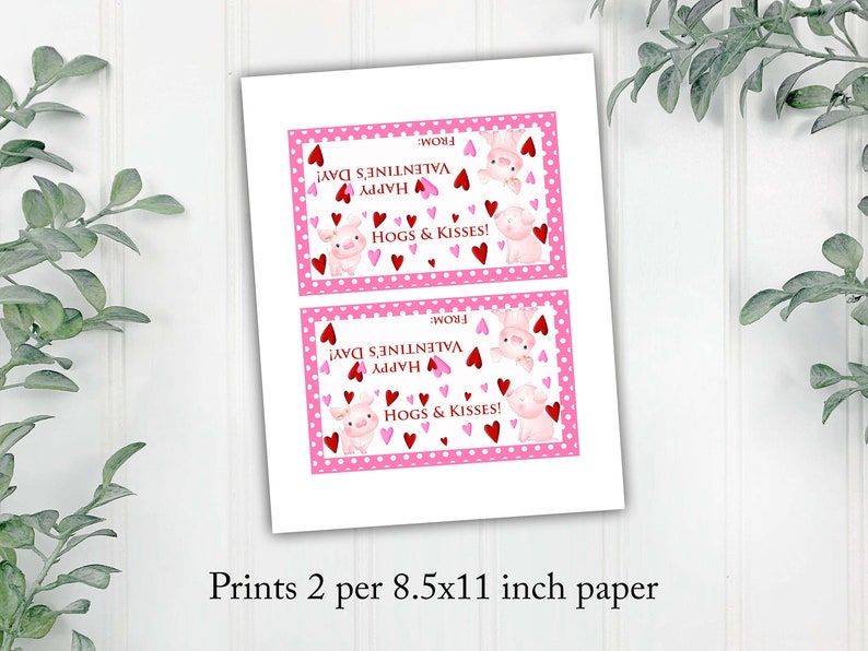 Valentine's Day Hogs and Kisses Bag Treat Toppers, Pig Valentine Class ...