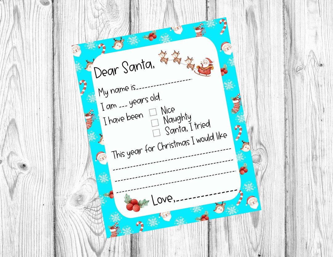 Dear Santa Letter, Printable Letter to Santa, Christmas Printable ...