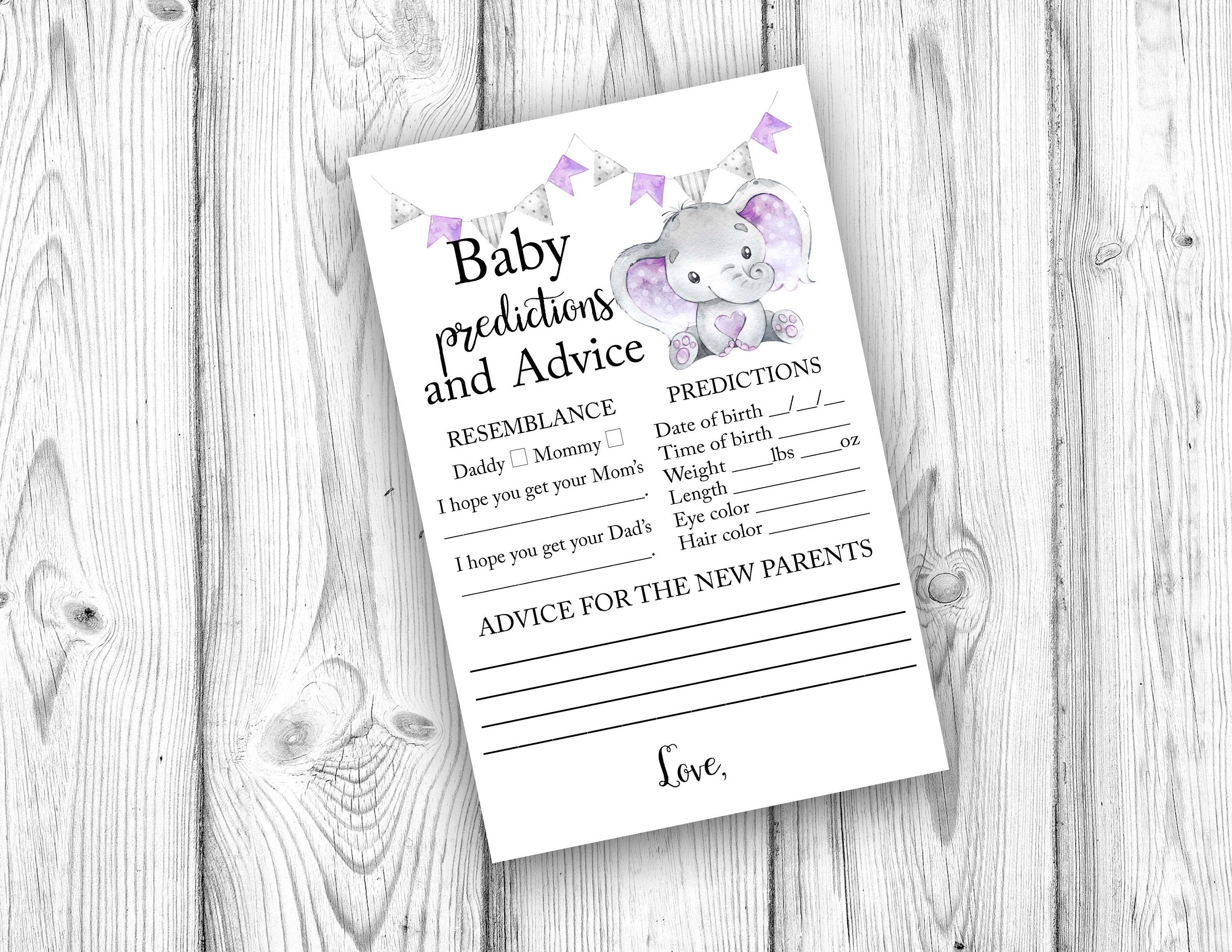 Baby Predictions and Advice Sign Elephant Baby Predictions | Etsy