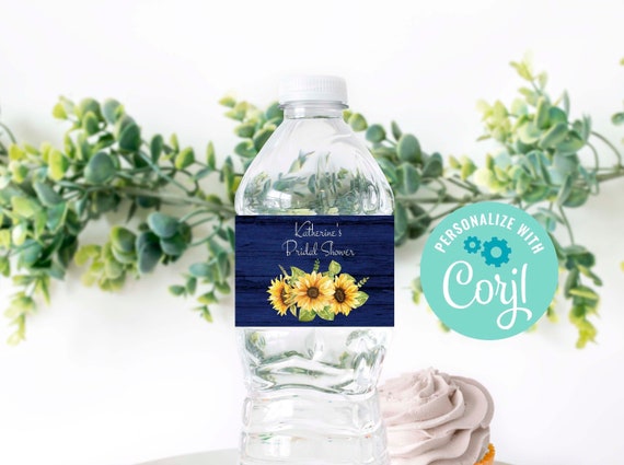 Sunflower Water Bottle Labels Sunflower Baby Shower Editable - Etsy