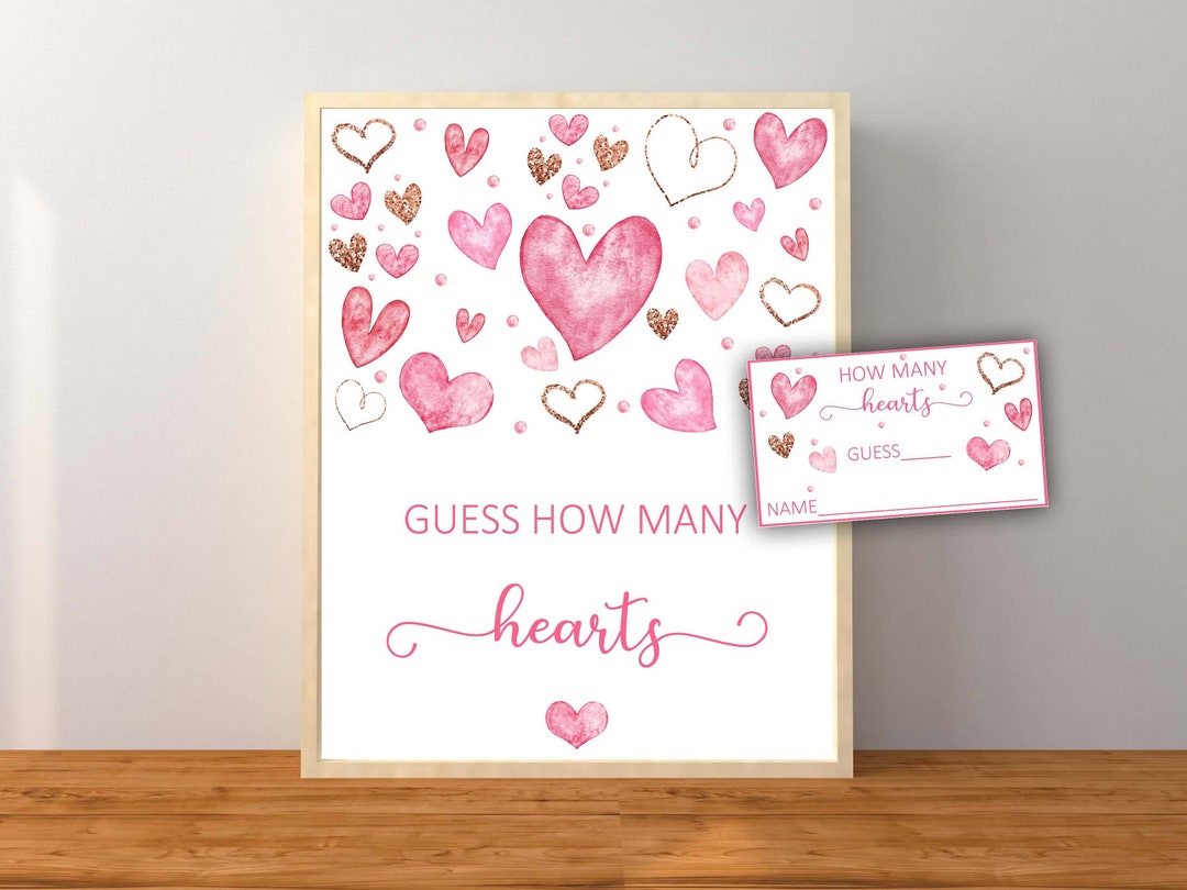 Heart Guess How Many Hearts Game, Valentine's Day Candy Guessing Game ...