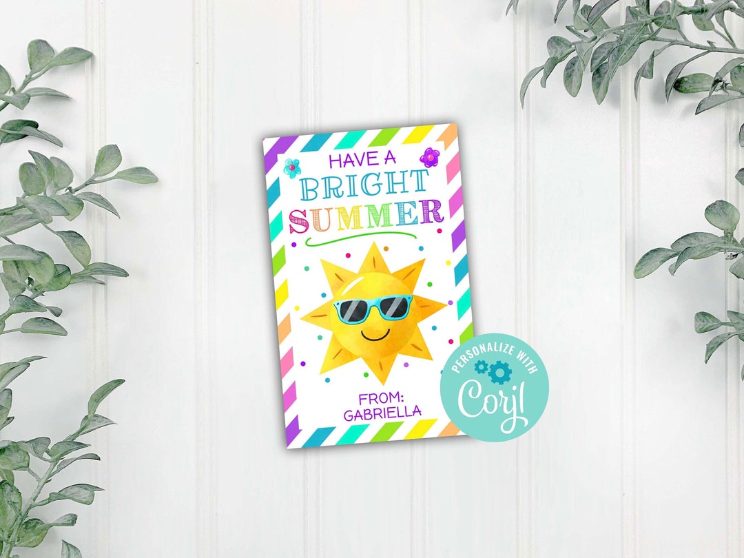 Editable Last Day of School Treat Tags, Sun Classroom Favor Tag ...