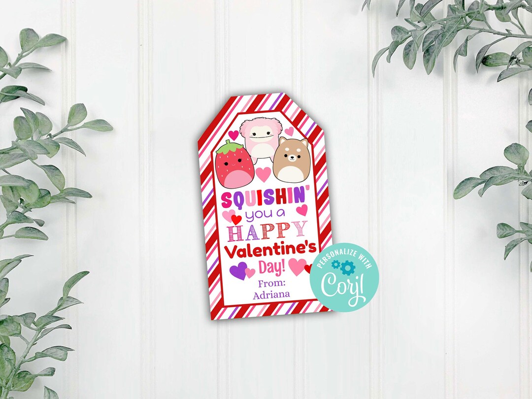 Valentine's Day Squishy Favor Tags, Girl Squish Valentine Cards ...