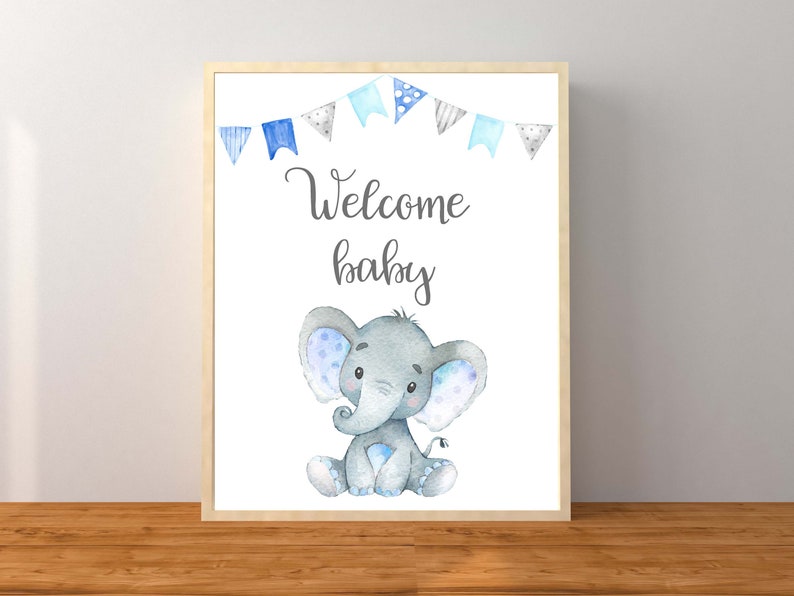 Welcome Baby Sign Elephant Welcome Baby Sign Boy Elephant - Etsy