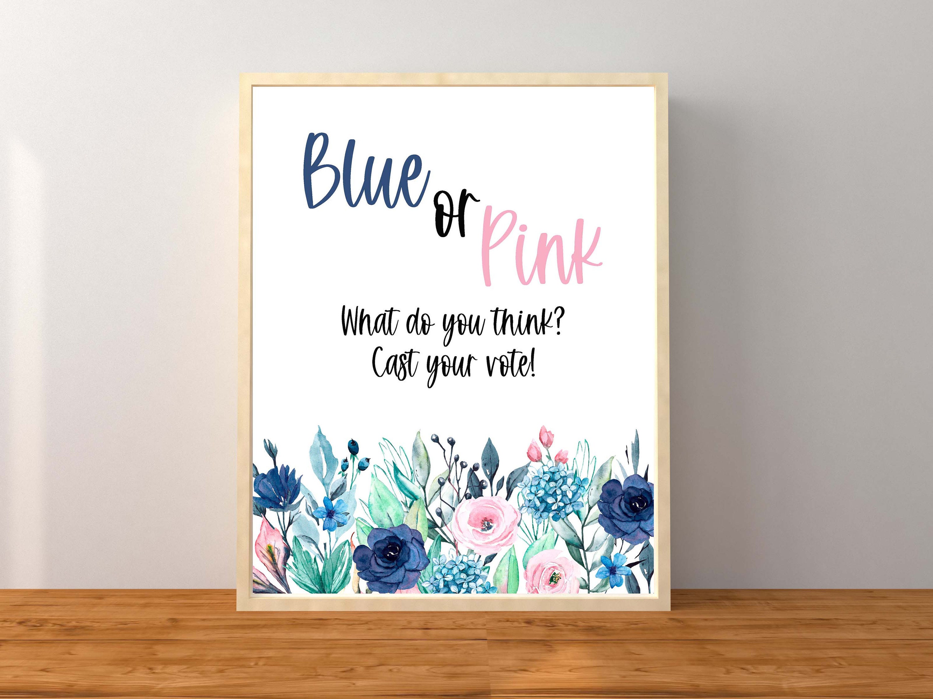 Blue or Pink What Do You Think Sign, Gender Reveal Party, Navy and ...