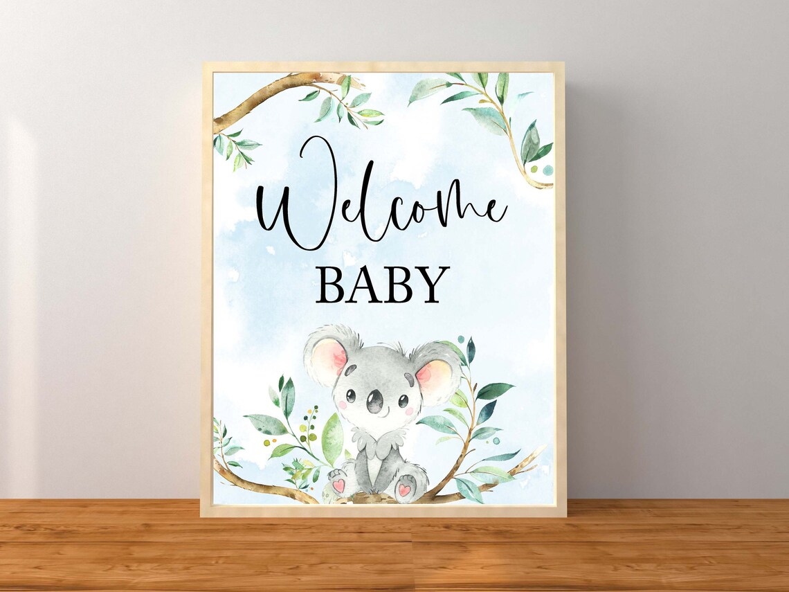 Koala Welcome Baby Sign Welcome Baby Sign Koala Welcome Baby - Etsy