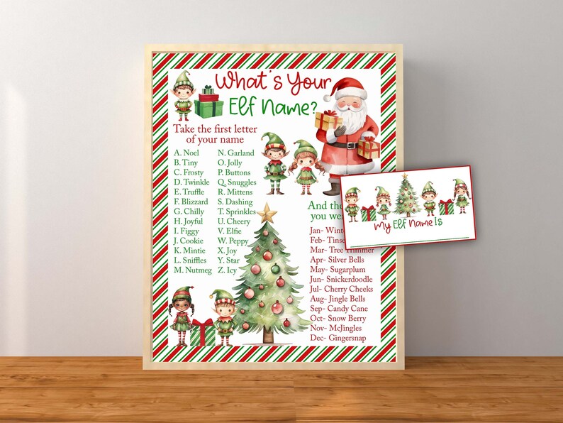 Elf Name Game Sign With Name Tags, What's Your Name Game, Christmas ...