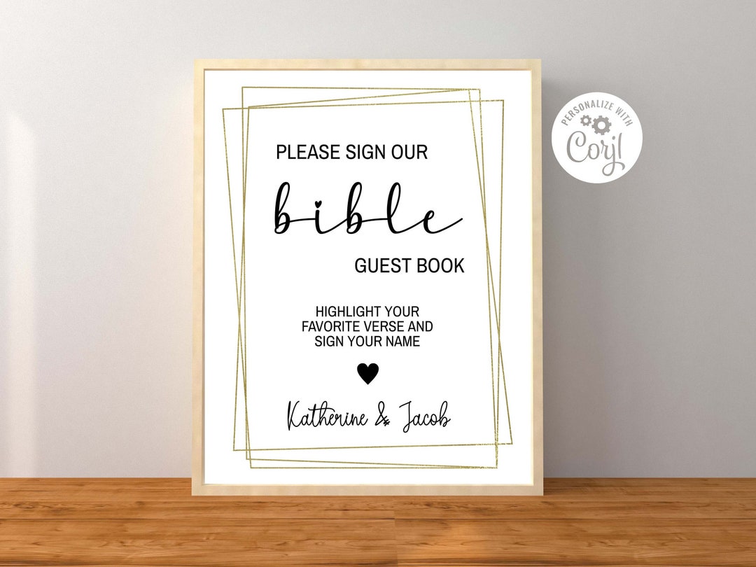 Bible Guest Book Sign, Please Sign Our Bible, Highlight Your Favorite ...