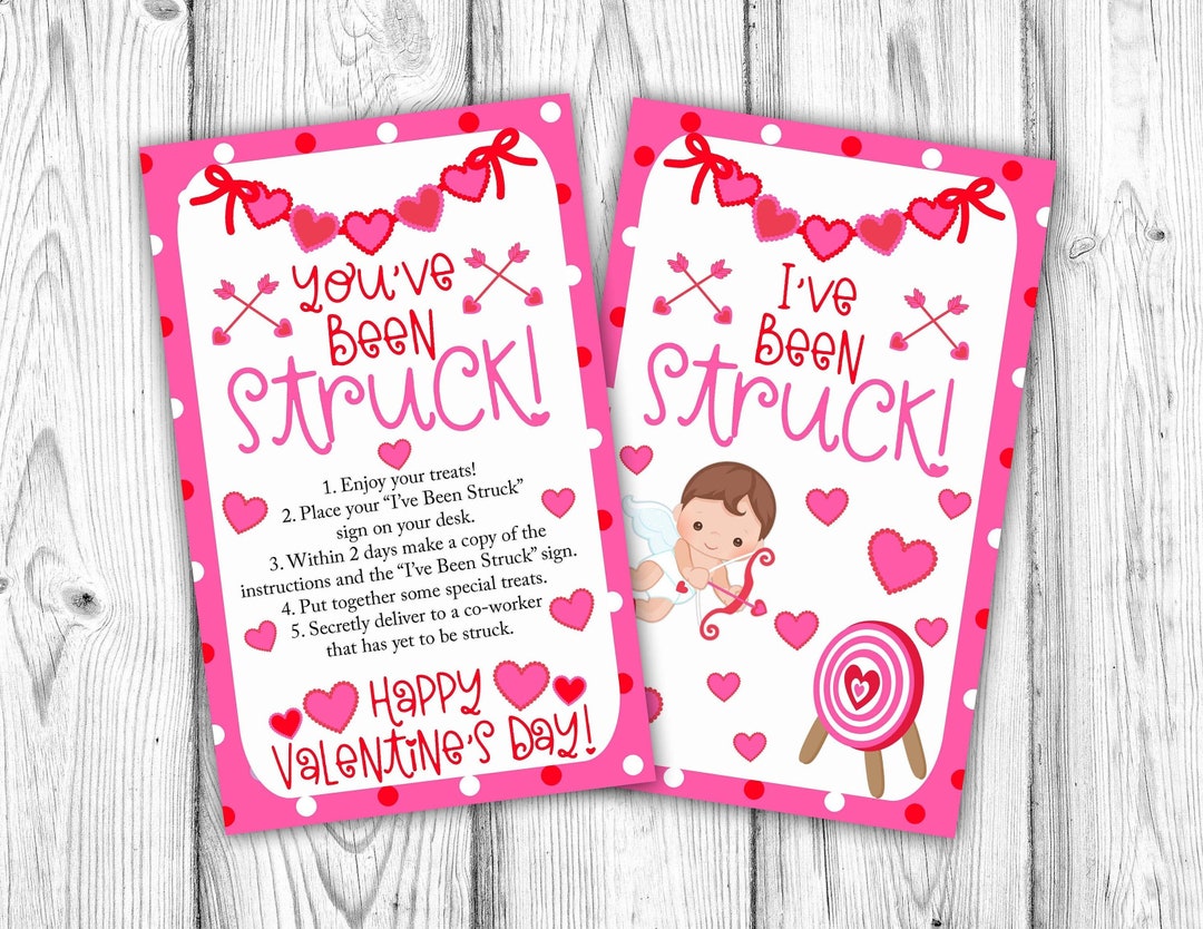 I've Been Struck Coworker Game, You've Been Struck, Valentine Printable ...