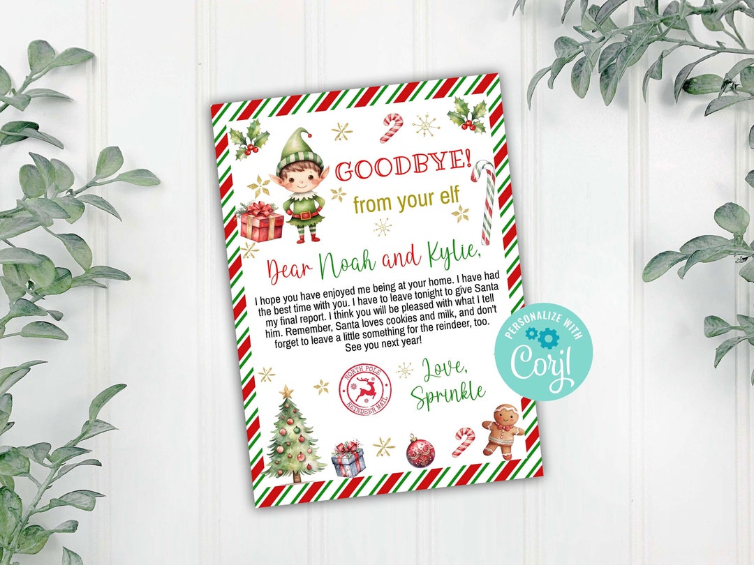 Christmas Elf Goodbye for Now Letter to Kids, Elf Departure Letter ...
