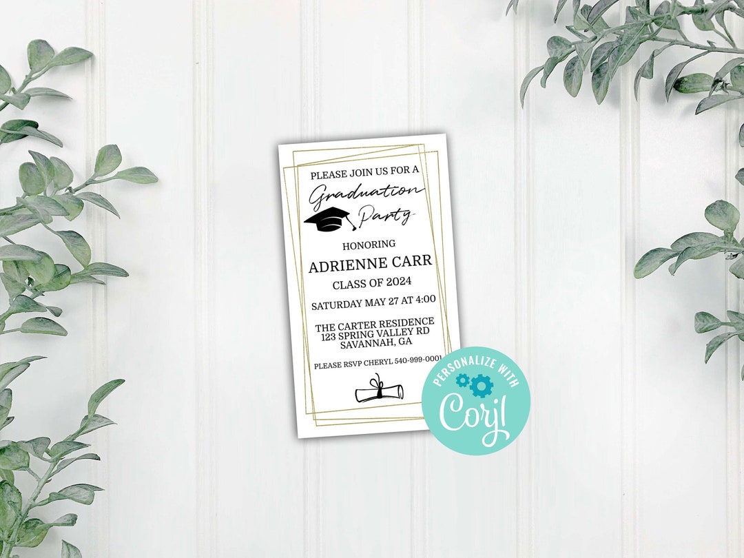 Graduation Party Information Card Insert, Graduation Editable ...