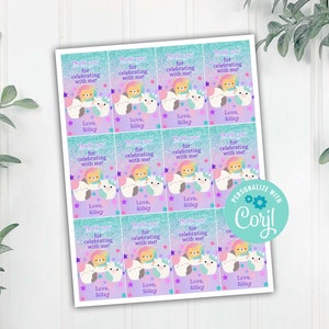 Editable Squishy Favor Tags, Girl Squish Birthday Party Gift Tags ...