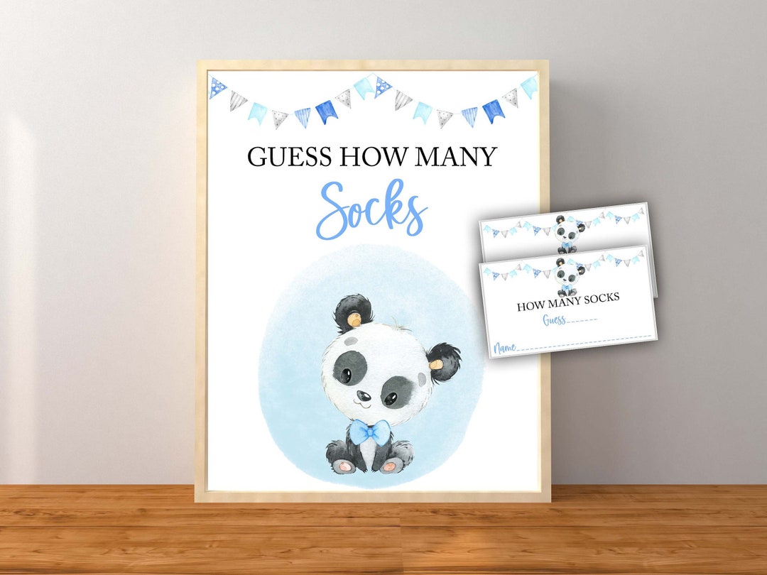 Guess How Many Socks, Socks Baby Shower Game, Panda Game, Panda Baby ...