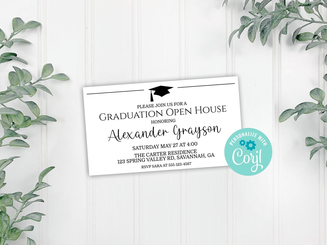 Graduation Open House Card Invitation Insert, Editable Graduation Party ...