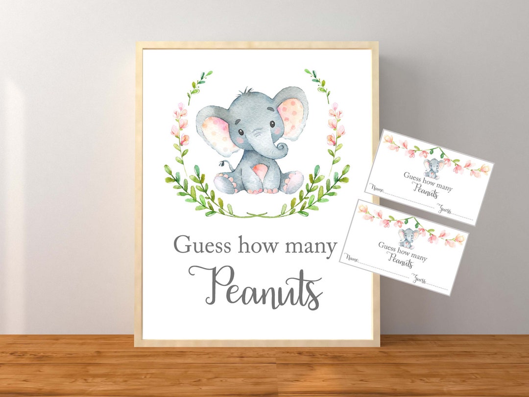 Guess How Many Peanuts, Peanuts Baby Shower Game, Elephant Game ...
