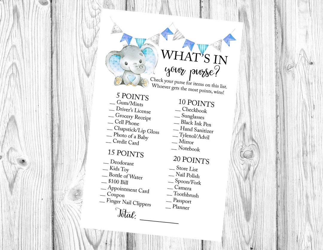 Elephant What's in Your Purse Game, What's in Your Purse Game, Blue ...