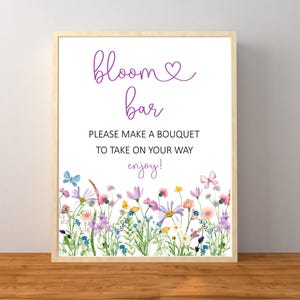 Wildflower Bloom Bar Sign, Flower Bouquet Bar Sign, Pastel Flower ...