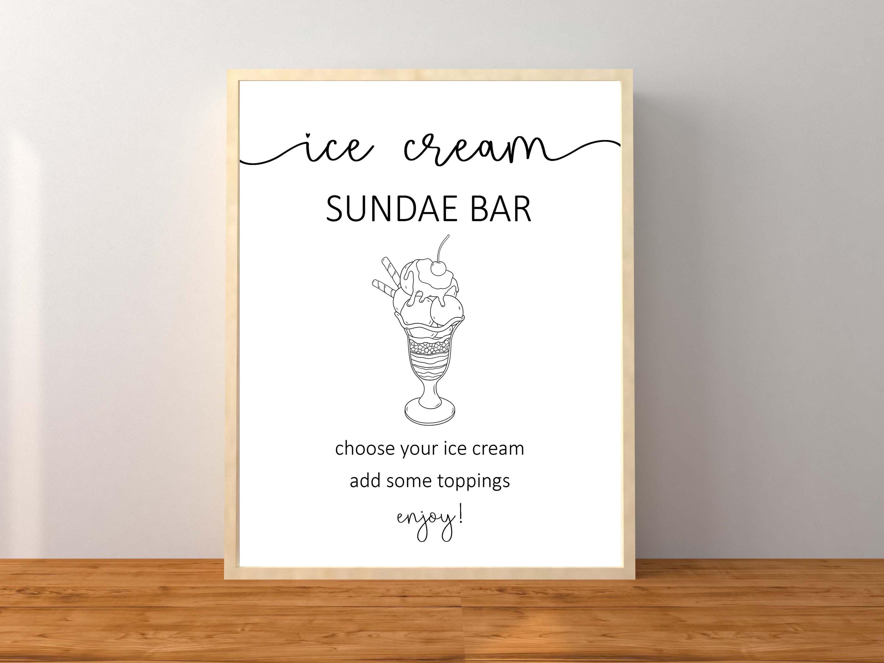 Ice Cream Sundae Bar Sign, Birthday Party Ice Cream Station Decorations ...