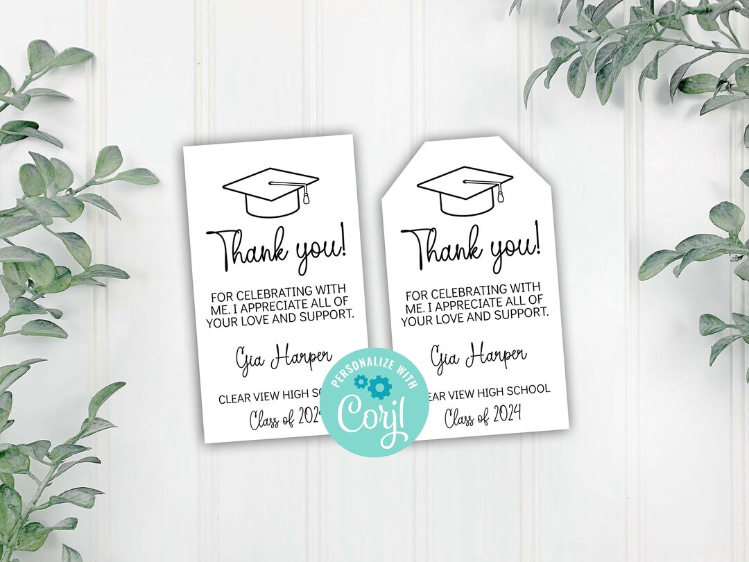 Editable Graduation Thank You Favor Tags, Graduation Party Gift Tags ...