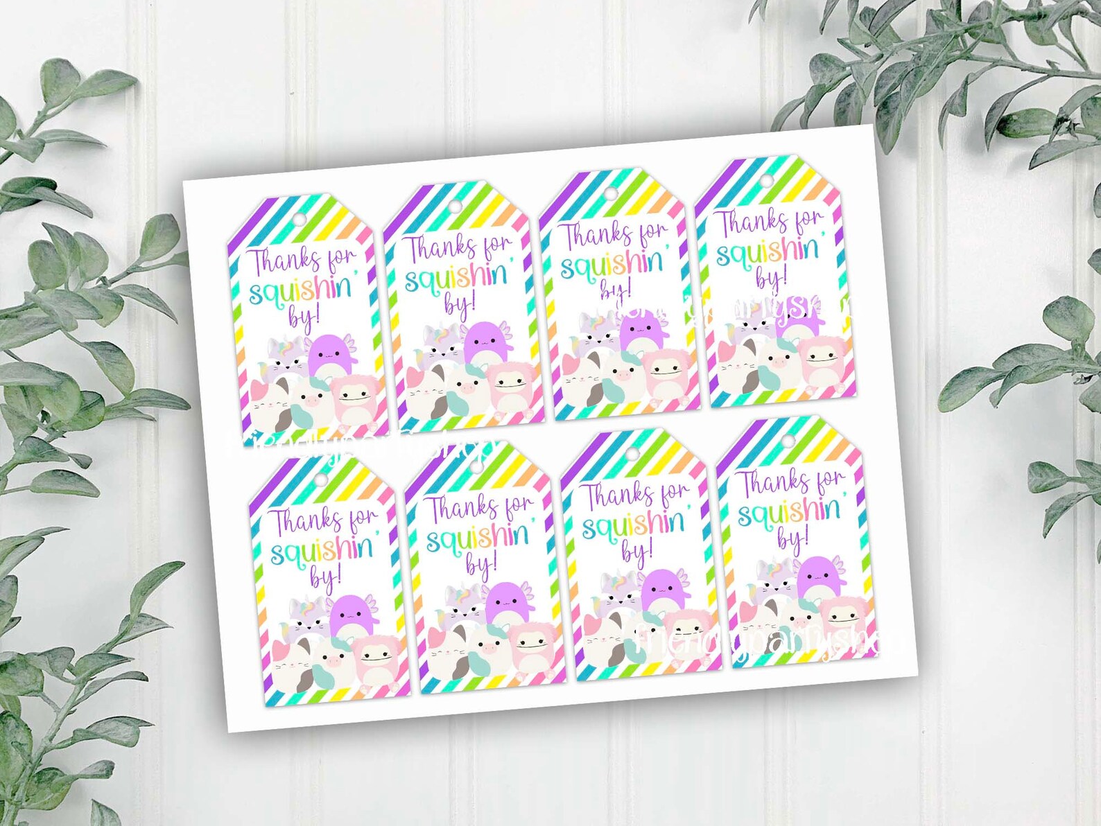 Animal Gift Tags, Squishy Thank You Tags, Squishy Birthday Favor Tags ...