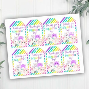 Animal Gift Tags, Squishy Thank You Tags, Squishy Birthday Favor Tags ...