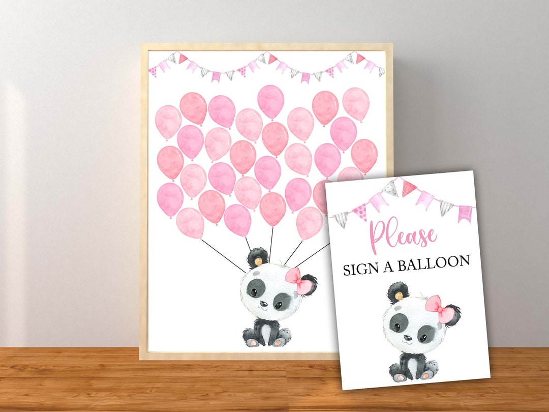 Panda Guest Book Sign, Panda Baby Shower, Panda Bear Guest Sign Pink ...