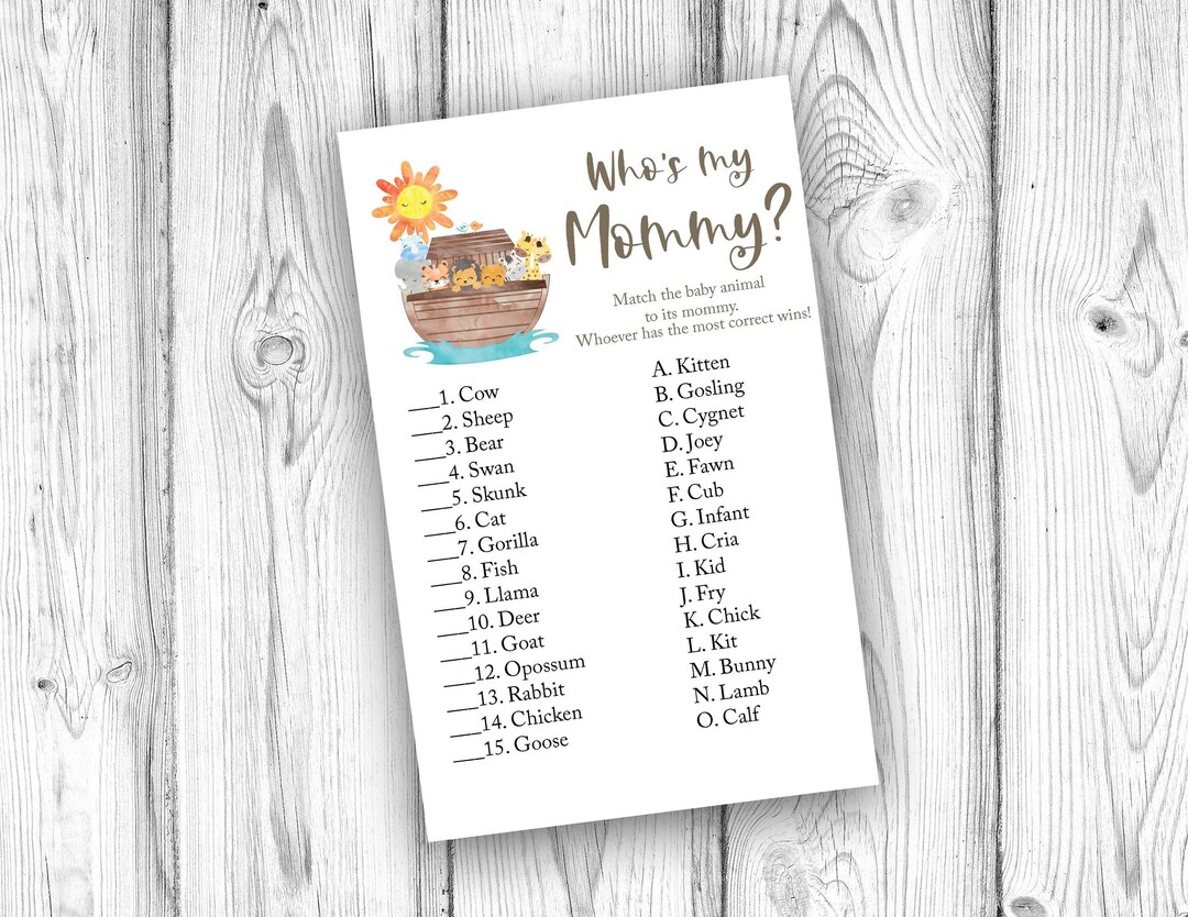 Who's My Mama, Who's My Mama Game, Noah's Ark Who's My Mommy Game ...