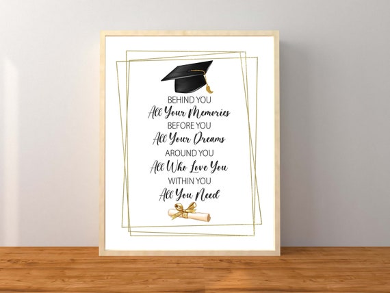 Graduation Print Inspirational Quote Graduation Party Sign - Etsy