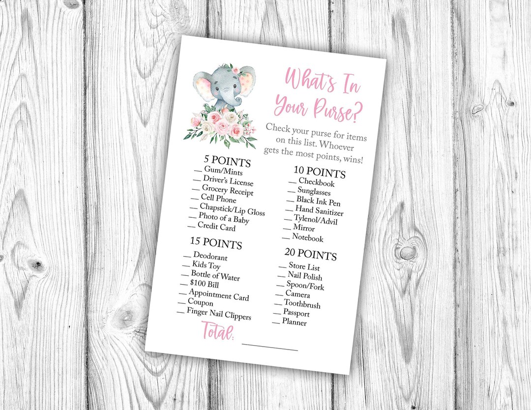 What's in Your Purse Game, Elephant What's in Your Purse Game, Pink ...