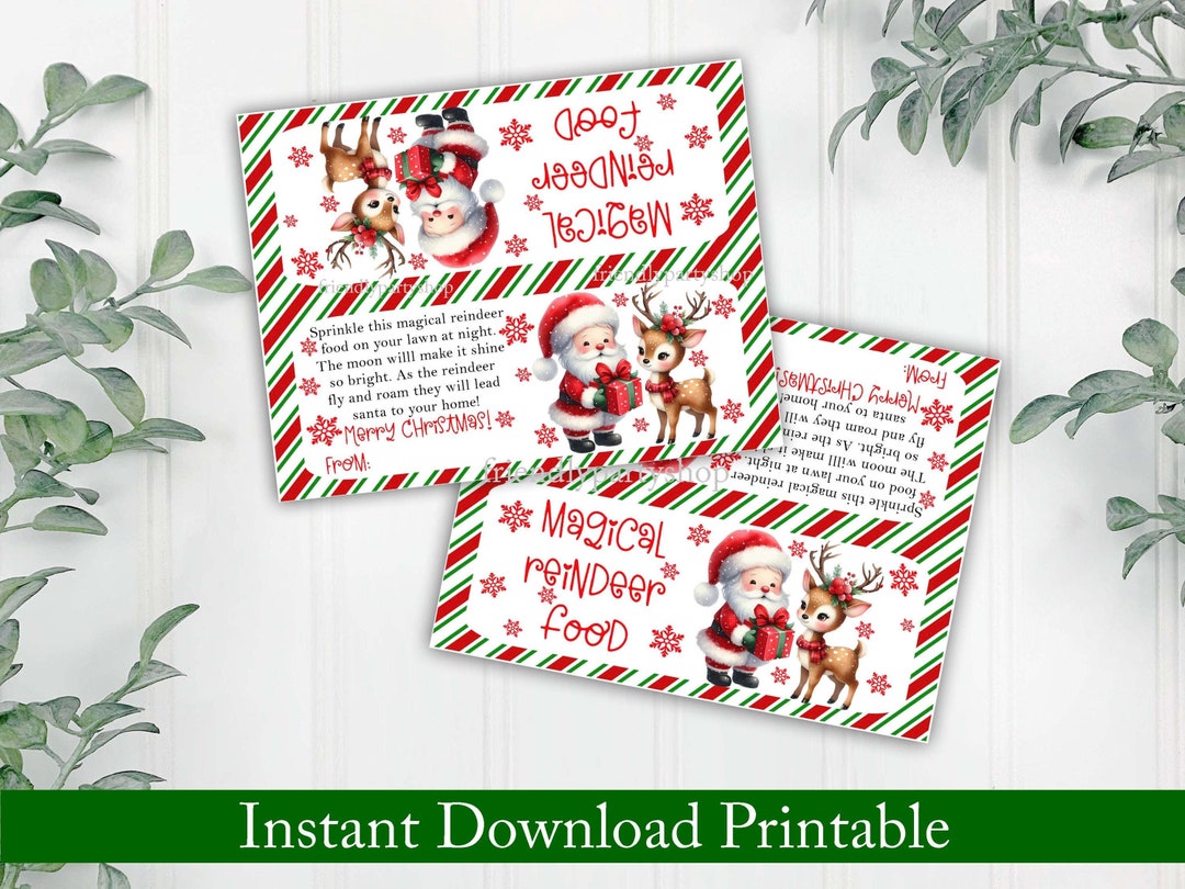 Magical Reindeer Food Christmas Treat Bag Toppers, Kids School ...