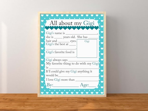 All About Gigi Gigi Printable All About My Gigi - Etsy