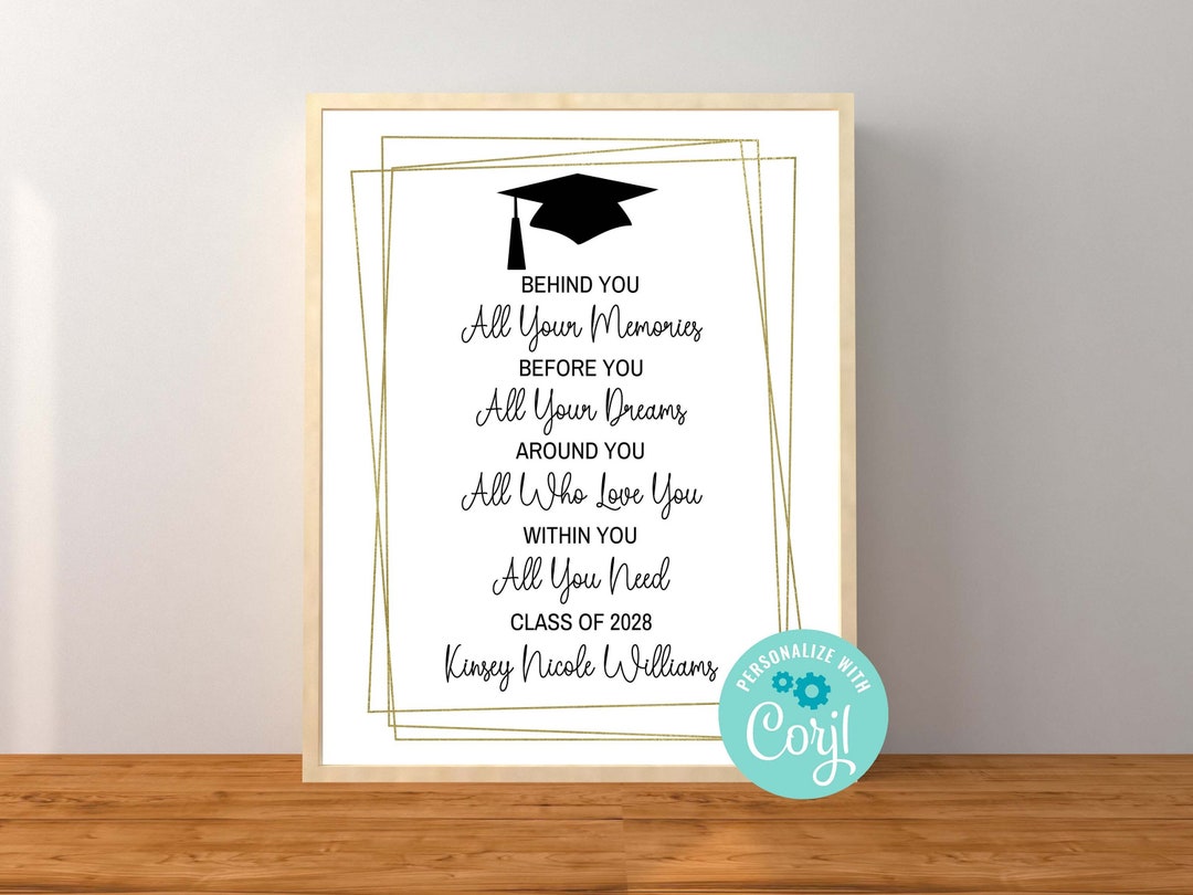 Personalized Behind You Graduation Sign, Custom Black and Gold ...