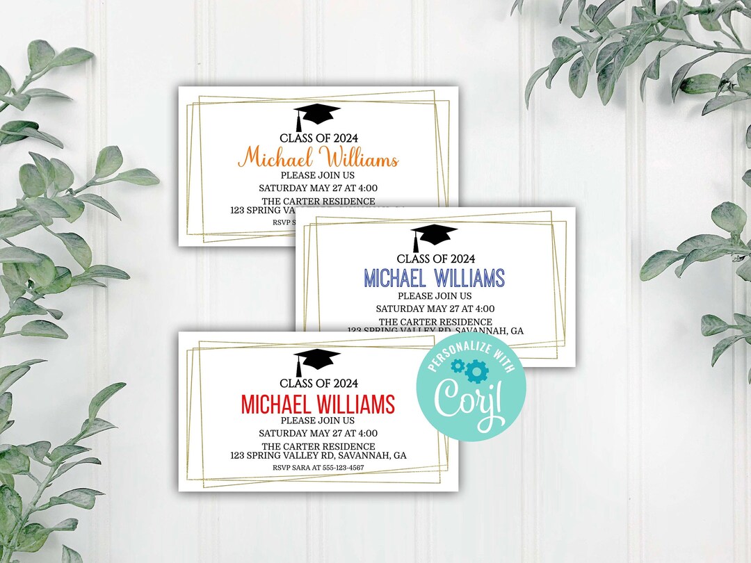 Graduation Party Information Card Insert, Editable Graduation Party ...
