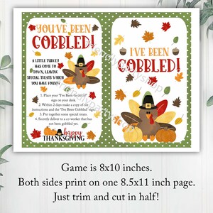 I've Been Gobbled Coworker Game, You've Been Gobbled Game, Thanksgiving ...