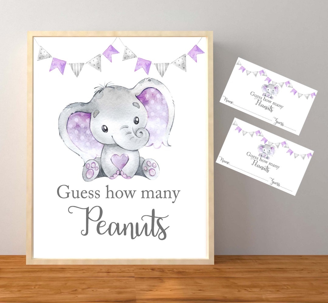 Guess How Many Peanuts, Peanuts Baby Shower Game, Elephant Game ...