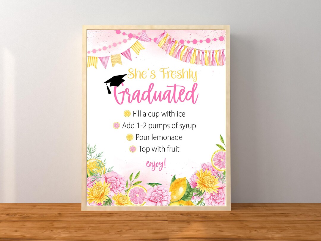 Graduation Lemonade Bar Sign, Graduation Party Drink Station ...