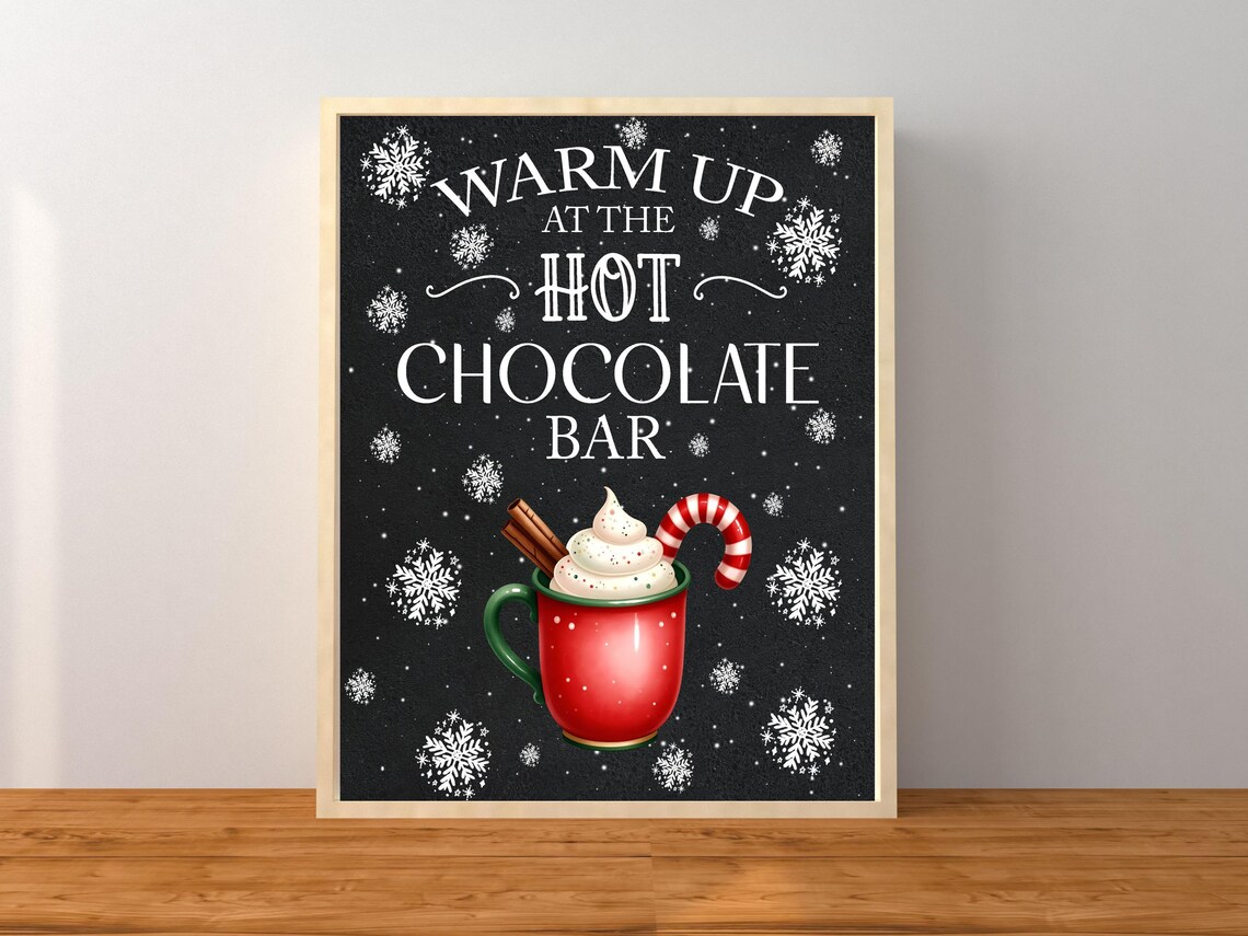Christmas Hot Chocolate Bar Sign, Holiday Hot Chocolate Station, Hot ...