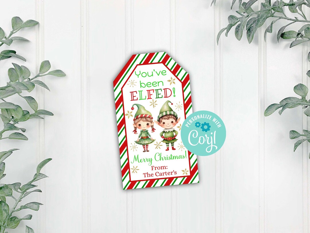 Christmas You've Been Elfed Treat Tags, Elf Holiday Favor Tag, Elf'd ...