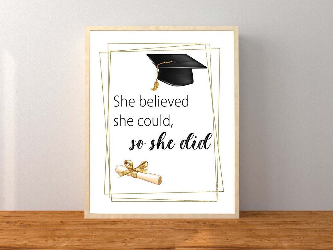Graduation Inspirational Quote Sign, Graduation Party Decorations ...