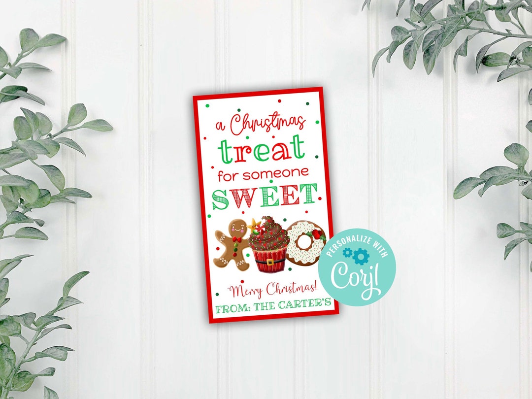 Editable Christmas Treat for Someone Sweet Gift Tag, Holiday Favor Tags ...