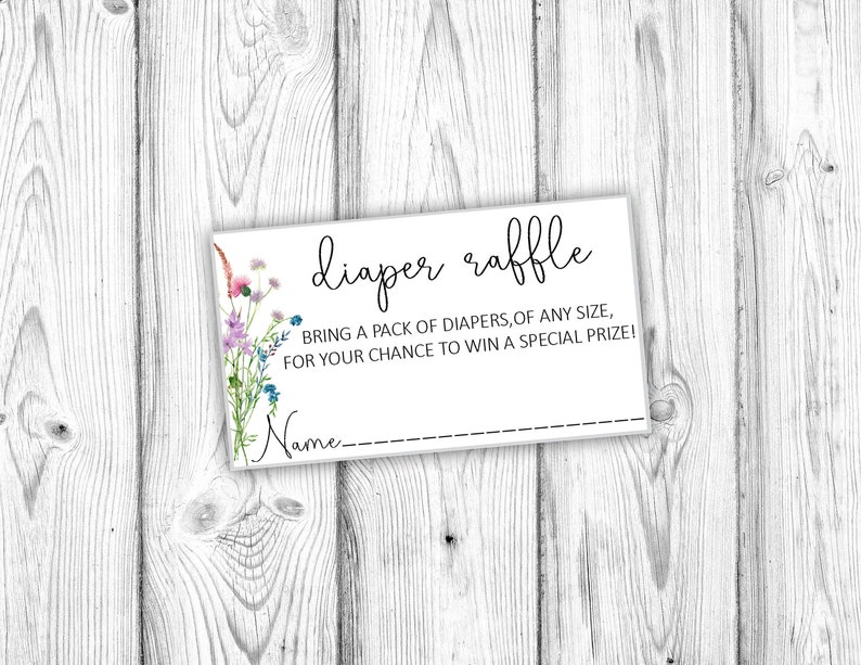 Wildflower Diaper Raffle Sign and Tickets Floral Girl Baby - Etsy