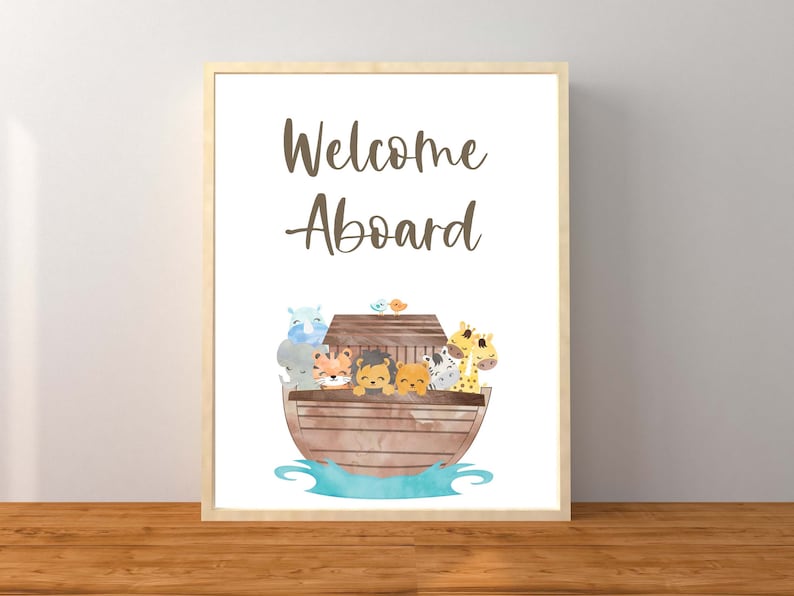 Noah's Ark Welcome Aboard Sign Noahs Ark Baby Shower | Etsy